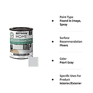 Rust-Oleum 358874 Floor Coating Base Coat Pearl Gray Quart