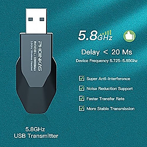 PHOINIKAS Wireless Gaming Headset for PS4 PS5 PC Ninten Switch, G9000 5.8G Wireless Over Ear Headphones with Noise Cancelling Detachable Mic, 7.1 Stereo Sound, 3.5mm Audio Cable, Bluetooth for Phone