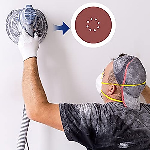 WORKPRO 9-Inch 8 Hole Hook-and-Loop Sandpaper 240 Grits, 20-Piece Grinding Abrasive Sanding Disc for Drywall Sander Wood Furniture Finishing (240 Grits - 20 Pcs)