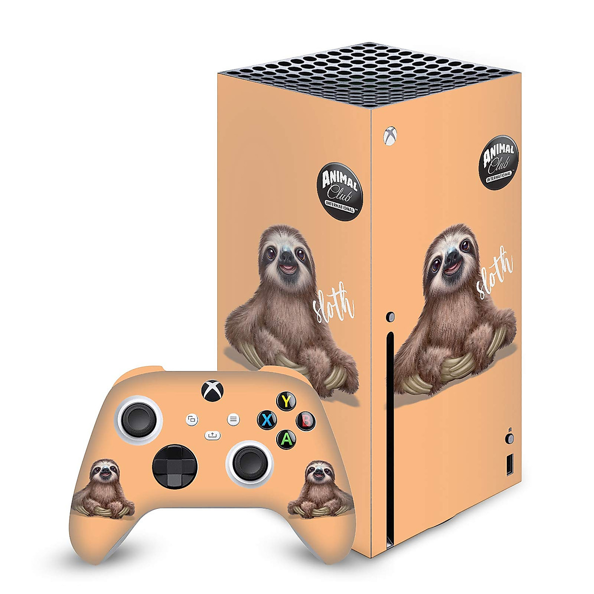 Head Case Designs Officially Licensed Animal Club International Sloth Faces Vinyl Sticker Gaming Skin Case Cover Compatible with Xbox Series X Console and Controller Bundle