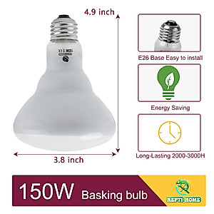 REPTI HOME Reptile Heat Lamp-150W Heat Lamp Bulbs for Reptiles, UVA Daily Heat Lamp, Reptile Basking Bulb for Bearded Dragon, Lizard, Turtle, Snake, Gecko (1Pack)