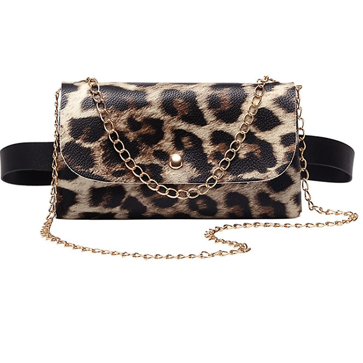 AOXIANG Small Leopard Print PU Leather Crossbody Bag Shoulder Purse Cell Phone Pouch Handbag Waist Bag, Brown, One Size