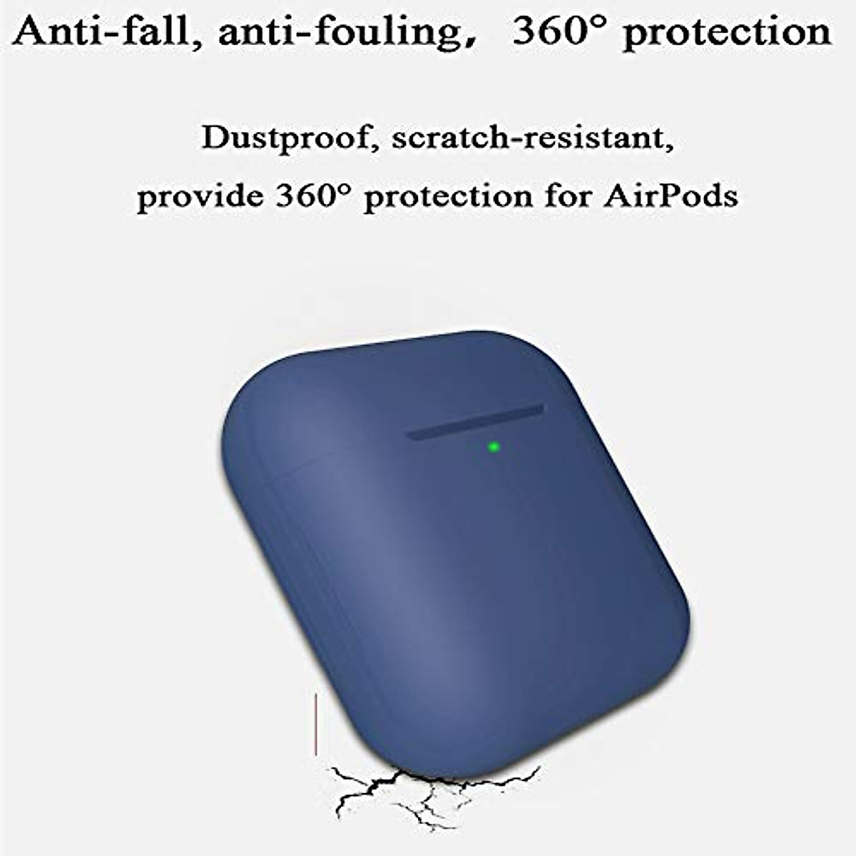 NeotrixQI AirPods Case, Silicone Protective Cover Compatible with Apple AirPods 1/2 Shock Resistant Waterproof AirPods Cover with Carabiner Anti-Lost Strap Front LED Indicator Visible(Black)