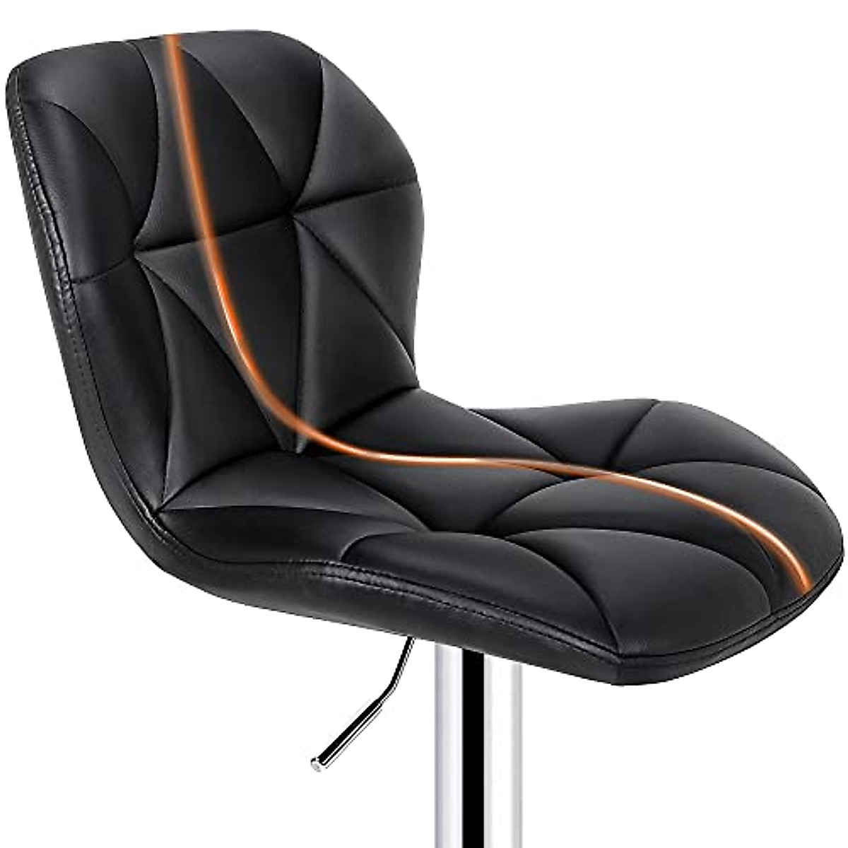 Yaheetech Bar Stools Set of 4 Adjustable PU Leather 360°Swivel Count Bar Chair with Backresr Home Kitchen Counter Stools for Kitchen Counter, Black