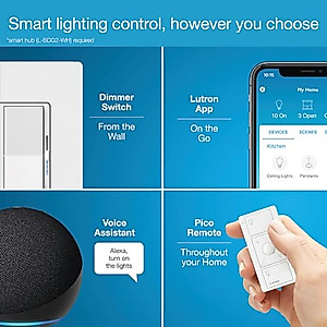 Lutron Diva Smart Dimmer Switch for Caseta Smart Lighting (Lutron Smart Hub Required), for LED Lights, 150 Watt, Single-Pole/3Way, No Neutral Required, DVRF-6L-BR, Brown