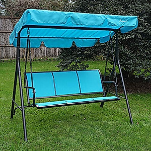 Kozyard Belle 3 Person Outdoor Patio Swing with Strong Weather Resistant Powder Coated Steel Frame and Textilence Seats