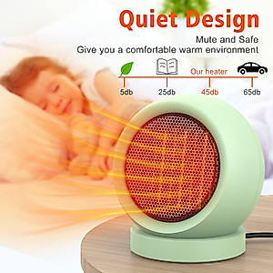 Coolfor Space Heater,PTC Ceramic Electric Desktop Heater High Output Fan for Home Bedroom Office Desk Indoor Use(Green)