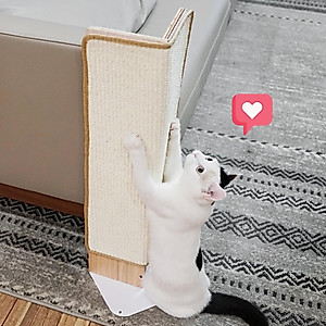 PETKARAY Cat Scratcher, Sisal Corner Scratching Post, Cat Scratch Pad for Indoor Cats, Wall Scratcher Furniture Protector with Catnip (Large Size)