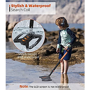 Foldable Metal Detector for Adults & Kids Beginners, 28" to 48" Adjustable LCD Display Metal Detector Kit with Sand Scoop Headphones, IP68 Waterproof, Lightweight Easy to Use