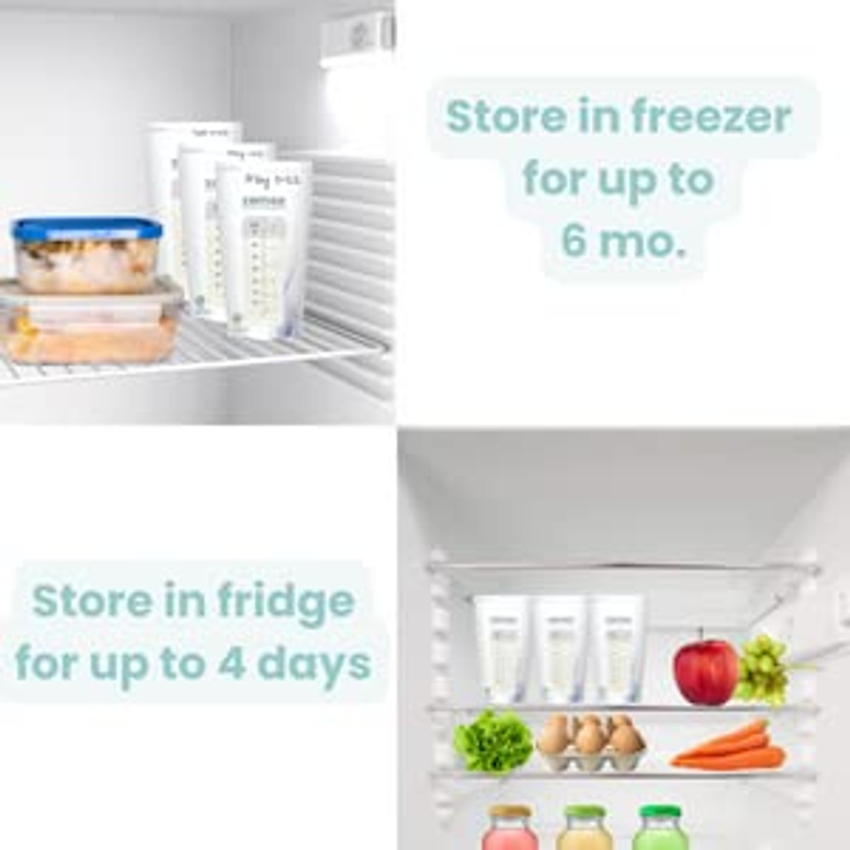 Zomee Disposable 8 oz Breast Milk Storage Bags w/Double Zipper Seal – Count – Leak-Proof – Self-Standing Breast Milk Storage Solution for Fridge or Freezer - Mutiple Count Packs (Pack of 120)