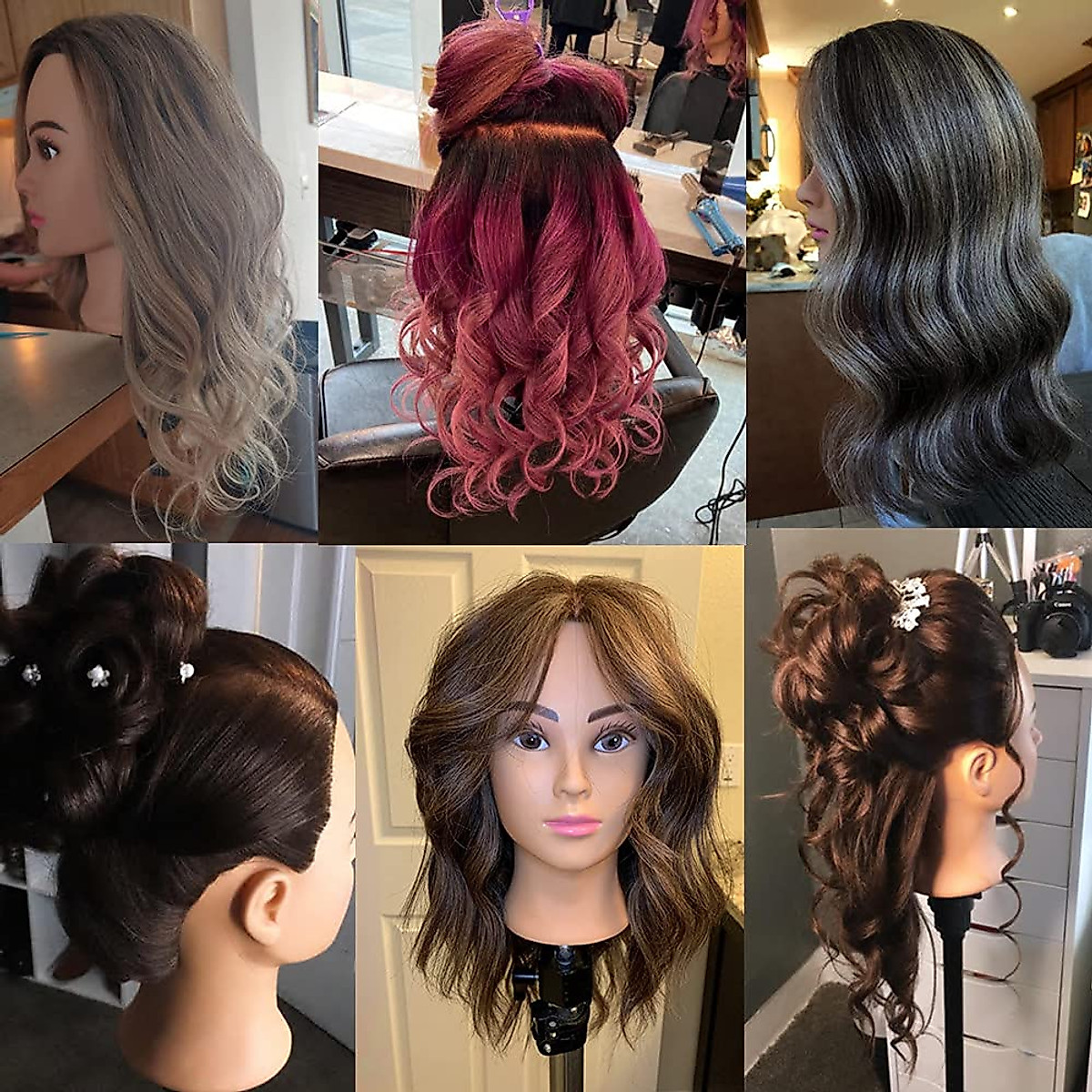 Hairingrid Mannequin Head 24"-26"100% Human Hair Hairdresser Cosmetology Mannequin Manikin Training Head Hair and Free Clamp Holder (R71906LB0418H)