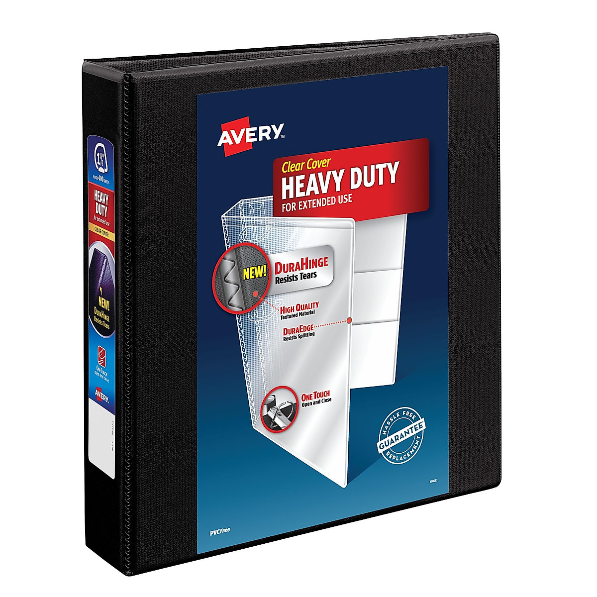 Avery Heavy Duty View 3 Ring Binder, 1.5" One Touch EZD Ring, Holds 8.5" x 11" Paper, 1 Black Binder (79695)