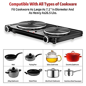 Hot Plate for Cooking, Vayepro 1800W Portable Electric Stove,Double Electric Burner for Cooking,UL listed,Cooktop for Dorm Office Home Camp, Compatible with All Cookware