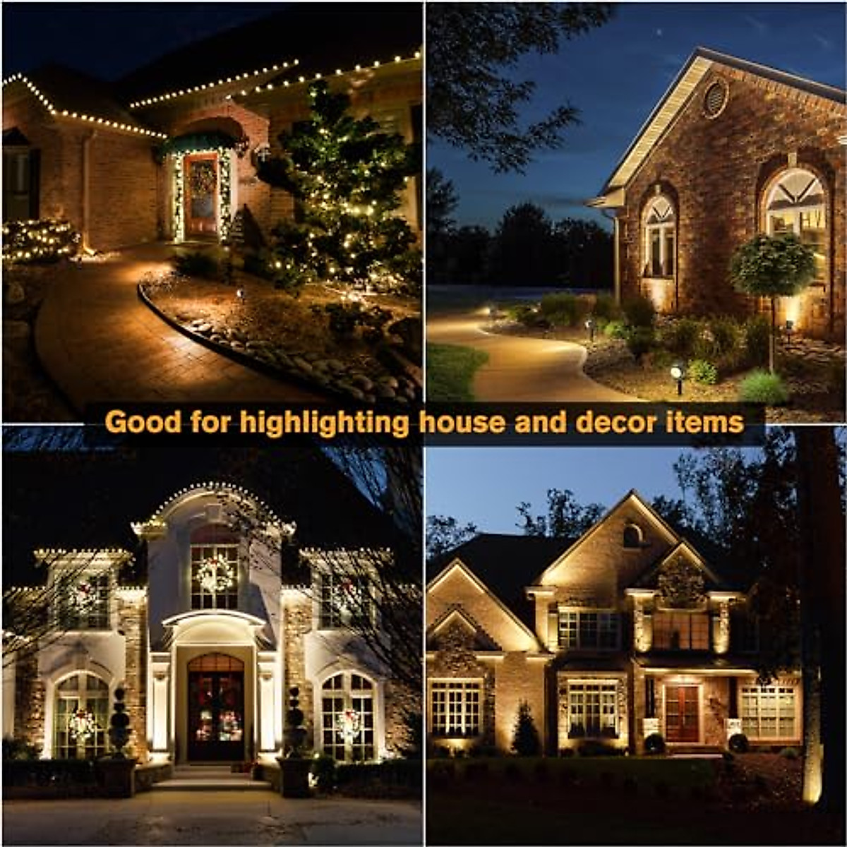 APONUO 76FT Low Voltage Led Landscape Light, Landscape Lights with Transformer Waterproof Landscape Lighting Kit Warm White 12W Landscape House Light for Yard, Lawn, Tree (6 Lights)
