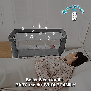 VaVaSoo Rocking Bassinet for Baby Automatic Bedside Sleeper Electric Smart Bedside Crib with Wheels, 3 in 1 Co Sleeper for Newborn/Infant 10 Heights Adjustable, Light Grey
