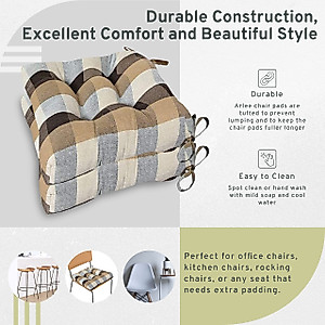 Arlee Home Fashions – Fiber Filled Premium Chair Pads - Chair Pads with Tiebacks –17.25” L X 16” W – Cholocate - Set of 4,Chocolate