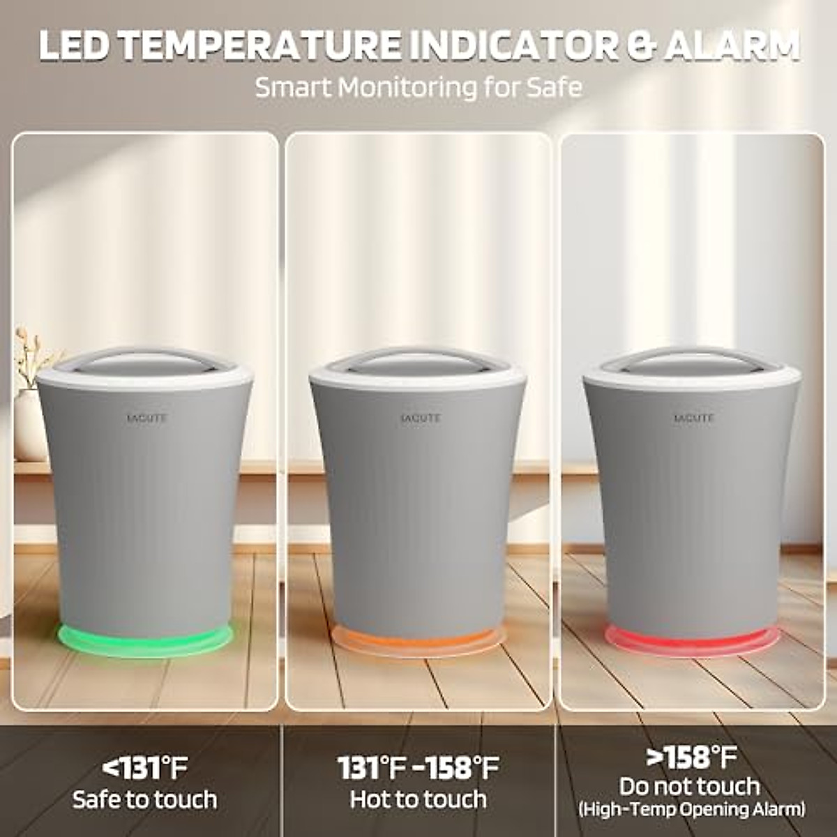 Lagute iSnug Towel Warmer for Bathroom, with 3-Level Timer, Warning Alarm RGB Light, Auto Shut-Off, 5.3 Gal Heating Bucket for Bathrobe, Blanket, Gray