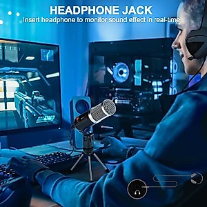BLOUEFOZ USB Microphone, Computer Podcast Cardioid Condenser PC Mic with Tripod Stand for Recording,Gaming,Compatible with Laptop Desktop Mac & Windows