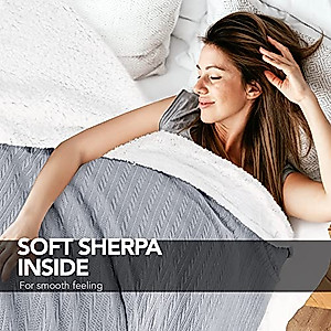 Deconovo Sherpa Bed Blankets for All Season Use - Grey Thick Warm Soft Throw Blanket for Travel, Bed, Couch, Sofa, 50x60 Inches, Grey