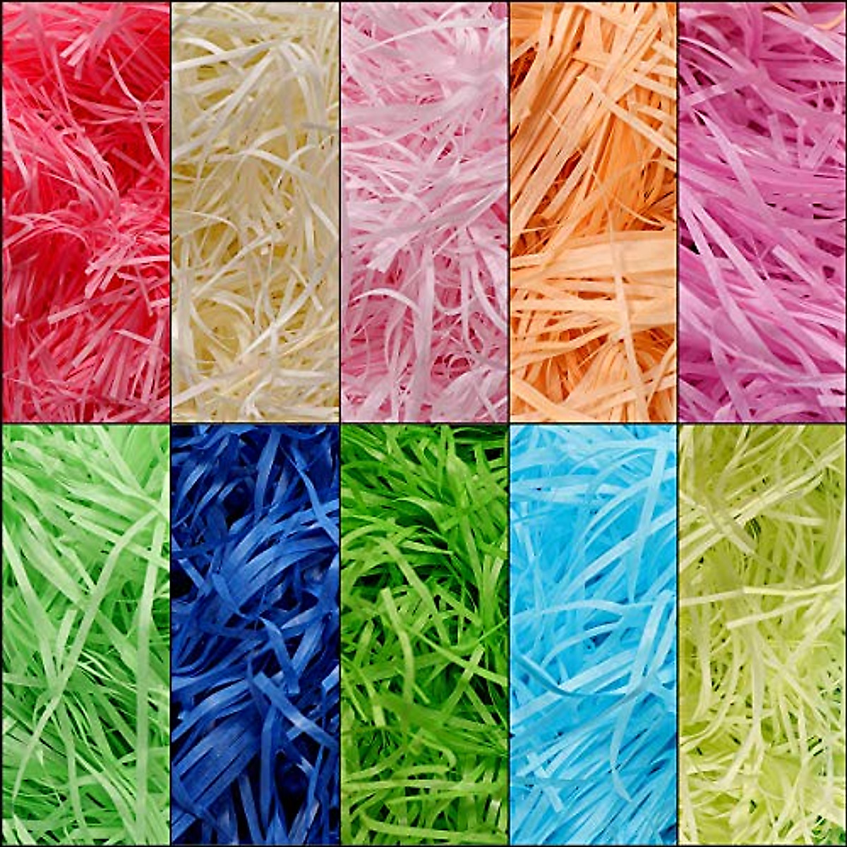 Multicolor Easter Bsket Grass, 10 Colors Paper Shred Easter Grass Recyclable Paper Grass for Easter Gift Basket Boxes Filler Easter Party Decoration Supplies