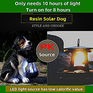 Garden Dog Statues, Outdoor Dog Decor with Solar Lights, Solar Dog Ornaments, for Patio, Lawn, Yard,German Shepherd