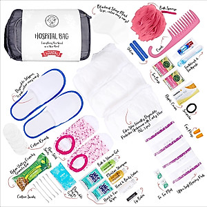 Hospital Bags for Labor and Delivery - Postpartum Essentials for Mom Underwear L/XL Pre Packed Set Gray
