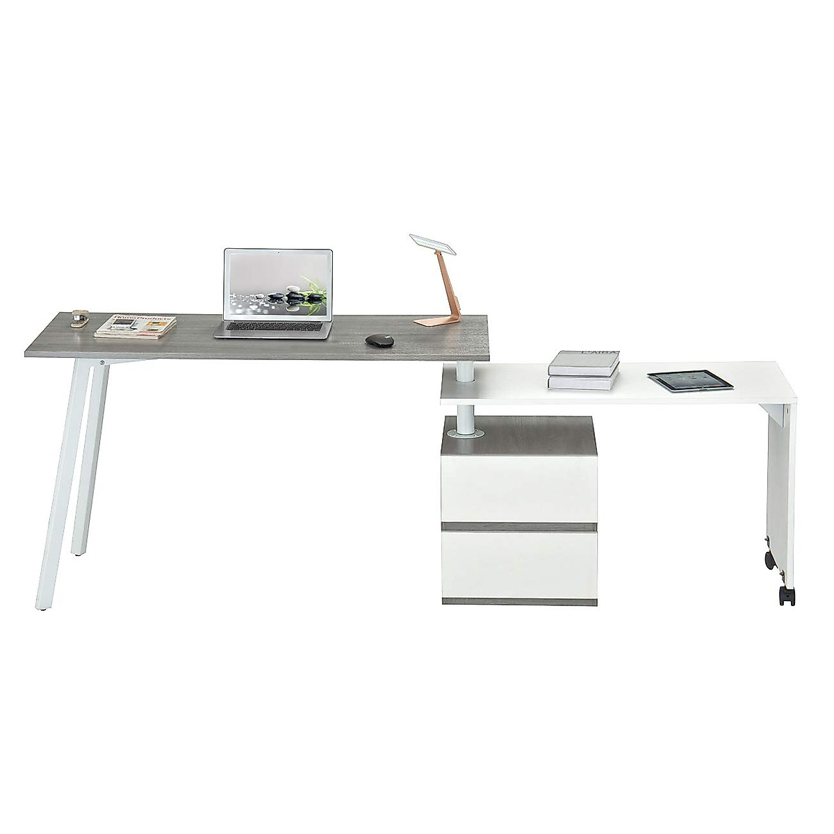 Techni Mobili Rotating Modern Multi-Positional Desk, Grey