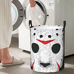 Horror Skull Print Laundry Basket Waterproof Large Laundry Hamper With Handles Round Organizer Basket Dirty Clothes Hamper