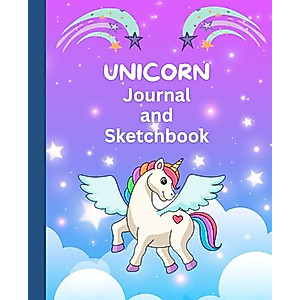 Unicorn Journal and Sketchbook: Composition Notebook for Girls (7.5"x9.75"); Lined and Blank Pages (100 pp), for Journaling, Sketching and other creative endeavors
