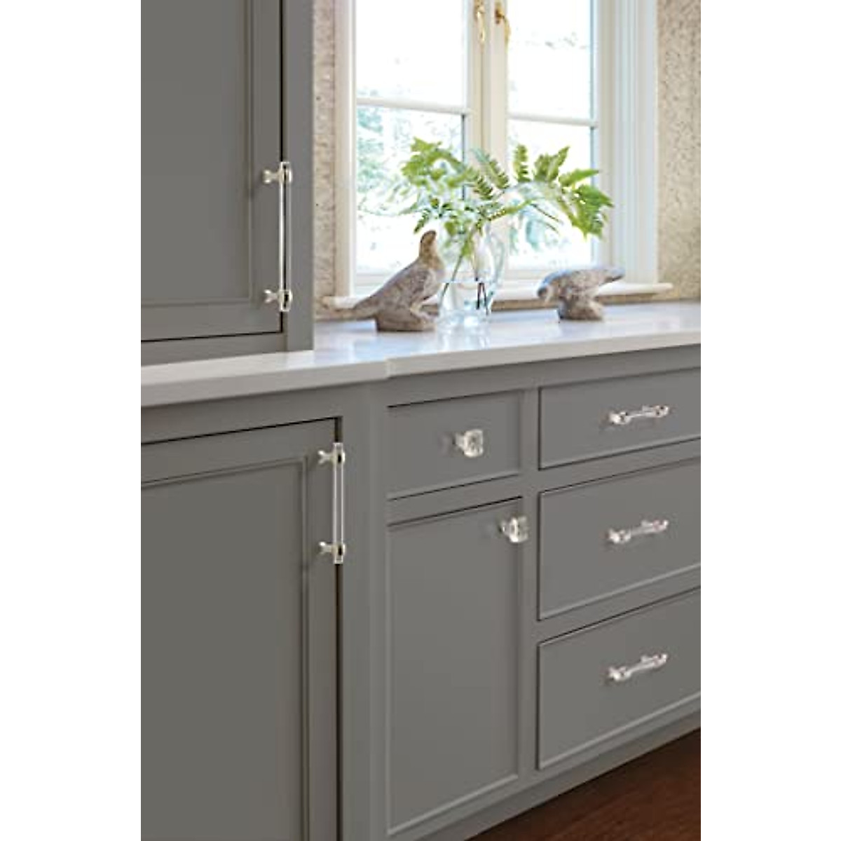 Amerock | Cabinet Pull | Clear/Polished Nickel | 3-3/4 inch (96 mm) Center to Center | Glacio | 1 Pack | Drawer Pull | Drawer Handle | Cabinet Hardware