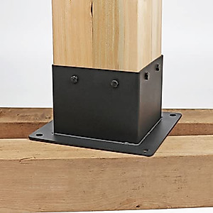 Antsky 4 Pack 6x6(Actual Size: 5.5x5.5) Stainless Steel Flange Anchor Base for Wood Posts/Beams, Deck Railing/Pergola/Gazebo Hardware (Black Finish)