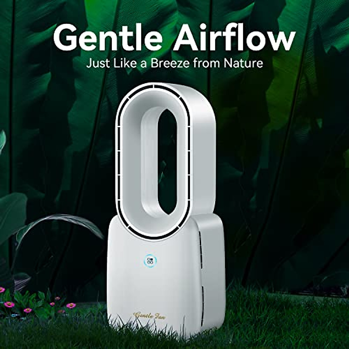 KONSIDEN Desk Fan, Quiet Bladeless Fan with USB Adapter and 5 Colors LED light, 3 Speeds Stylish 11.8 Inch Table Fan, Small Fan with Touch Control for Home Office Bedroom Summer Gift