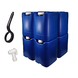 5 Gallon Samson Stackers, Blue, 8 Pack (40 Gallons), Emergency Water Storage Kit - New! - Boxed! Includes 1 Spigot and Cap Wrench
