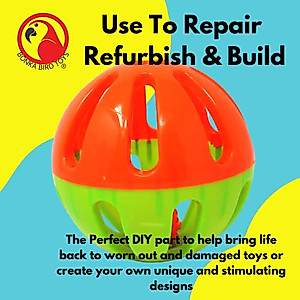 Bonka Bird Toys 2008 Huge 5" Plastic Ball Parrot Foraging Foot Talon Macaws Cockatoos Cats Small Dogs DIY Infant Baby Cages Cockatoo
