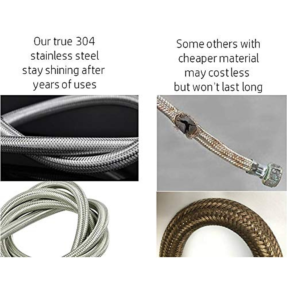 Shark Industrial 2-Pack Premium Stainless Steel Washer Hoses - 4 FT No-Lead Burst Proof Red and Blue Lined Water Inlet Supply Lines - Universal Connection - 10 Year Warranty