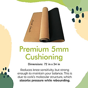 Earth Goods - Premium Eco Cork Yoga Mats - All Natural Yoga Mat Non Slip Eco Rubber & Native Cork Mat with Moisture-Resistant and Fit for Versatile Workout, 5mm x 72 inches x 24 inches