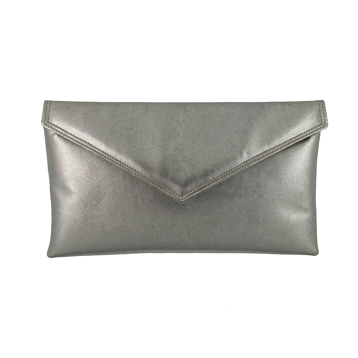 LONI Women's Synthetic Envelope Clutch/Bag Medium Gunmetal Pewter