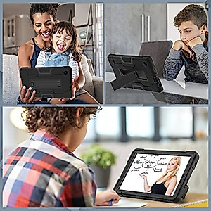 TCL Tab 8 LE Case for Kids 9137W,YLDZSH for TCL Tab 8 WiFi Tablet Case 9132X Soft Silicone Hard Back Hybrid Case for TCL Tab 8 Tablet (Black)