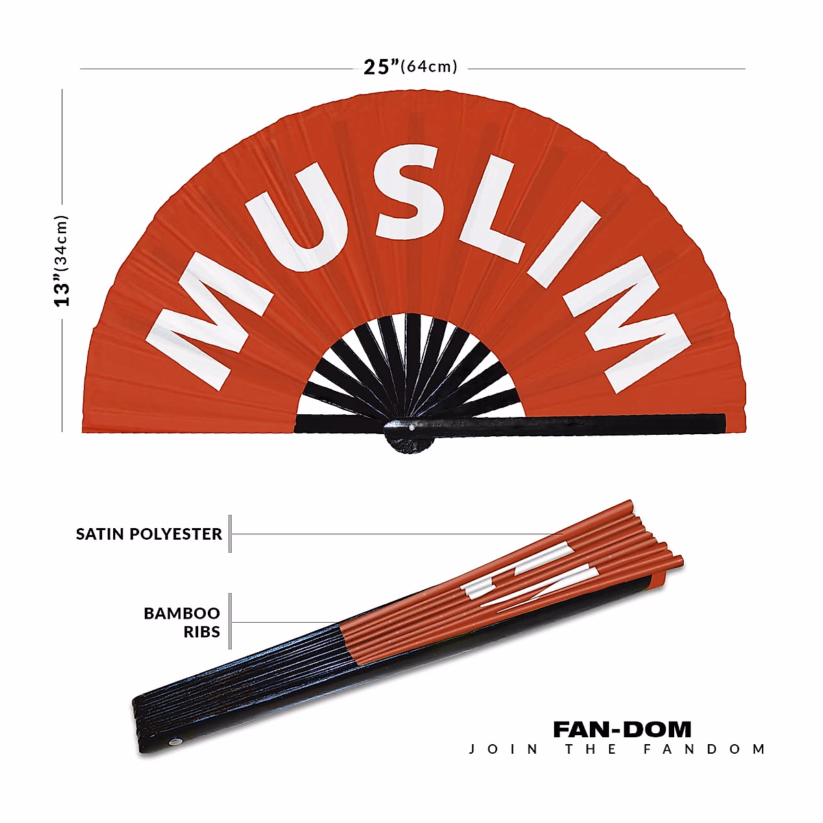 Muslim hand fan foldable bamboo circuit hand fan funny gag slang words expressions statement gifts Festival accessories Rave handheld Circuit event fan Clack fans (Red)
