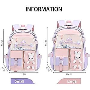 Bunny Backpack, Bunny Backpack for Girls, Bunny Backpack for School, for School Kawaii Girl Backpack (Purple,Large (for Grades 3-6))
