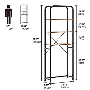 SogesPower 4-Tier Over The Toilet Storage Rack 68 inch Freestanding Bathroom Storage Shelf, Bathroom Organizer Over Toilet, Space Saver Bathroom Shelf, Bathroom Organization,Brown