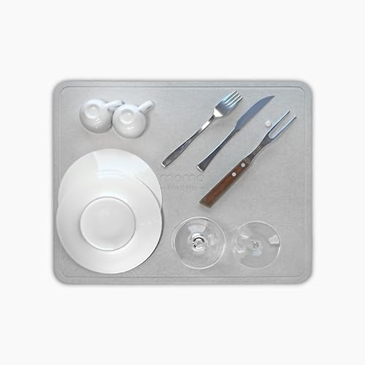 Momo Lifestyle Stone Dish Drying Mat DryPad 19.7" X 15.7" Misty Gray, Large Stone Drying Mat for Kitchen Counter, Drying Stone for Kitchen Counter Fits Various Dish Racks, Zero Rust Dish Drying Stone