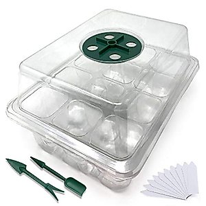 Pratico Outdoors 12 Cell Plastic Seed Starter Tray Kit, Clear, 5 Pack
