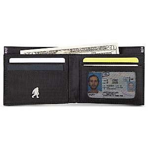 Eddie Bauer Men Signature Bifold Passcase Wallet (Available in Cotton Canvas, Ripstop Nylon-Black, One Size