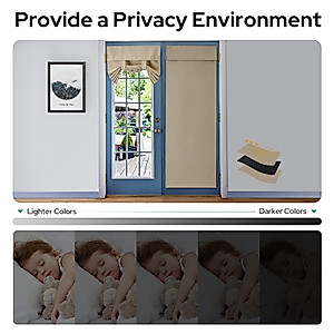 HOMEIDEAS Beige Privacy Blackout French Door Curtains, 26 X 68 Inch Room Darkening Blinds for Glass Door, Thermal Insulated Tie Up Shades Window Curtains for Bedroom, 1 Panel