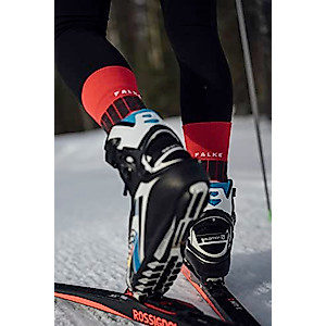 FALKE Men's SC1 Ski Socks, Merino Wool, Mid Calf, Ultra Light Cushion, Breathable Quick Dry, Winter Athletic Sock, Black (Black-Mix 3010), 12.5-13.5, 1 Pair