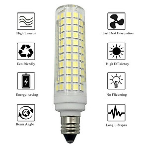 Lxcom Lighting E11 LED Corn Bulb 15W Dimmable Ceramic Candelabra Bulbs (2 Pack)- 136 LEDs 2835 SMD 1500LM Cool White 6500K 120W Equivalent T3/T4 JDE11 120V Lamp for Home Lighting