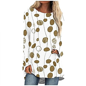 Long Tops to Wear with Leggings Women's Tunics Sweaters to Wear with Leggings Shirts to Wear with Leggings Loose Pullover Round Neck Blouse Dressy Casual Sweatshirts Printed Tunic Tops
