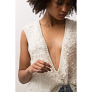 Long Gold Necklaces for Women Trendy Long Layered Necklaces Slip Chain Choker Necklace Gold Earrings and Necklaces Set for Wedding Jewelry Gold Bar Y Lariat Necklace Summer Wedding Guest Dresses Accessories