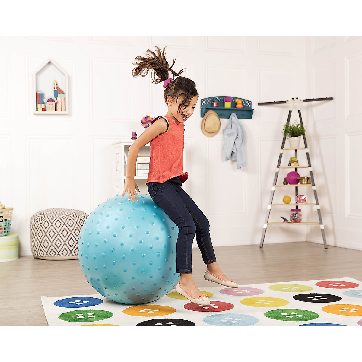 B. toys – 26 Inches Bouncy Ball – Ride On Blue Hopper Ball – Sit & Bounce – for Toddlers, Kids – Big Ball for Jumping – Play & Exercise – Air Pump Included – Pouncy Bouncy Ball – 3 Years +